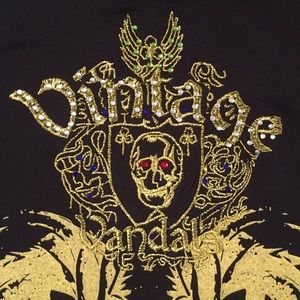 V Star | Shirts | Vstar Long Sleeve Black Shirt With Gold Detail | Poshmark